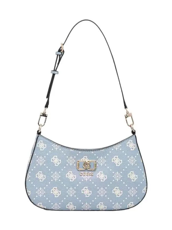 Guess Emelie Monogram-print Logo-plaque Shoulder Bag - Blue
