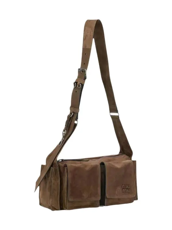 Miu Miu Utilitaire Suede Shoulder Bag - Brown