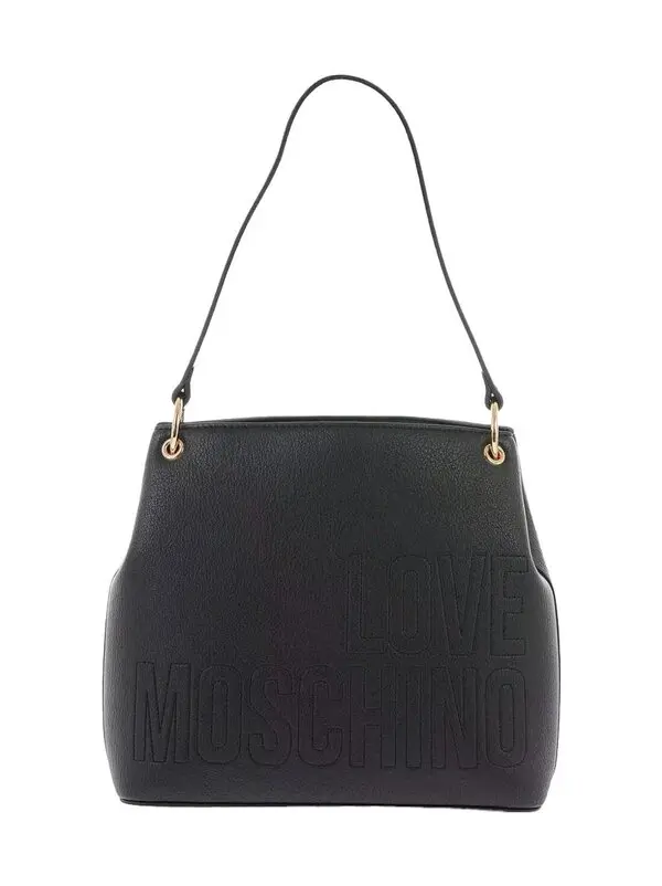 Moschino Grained-effect Logo-plaque Shoulder Bag - Black
