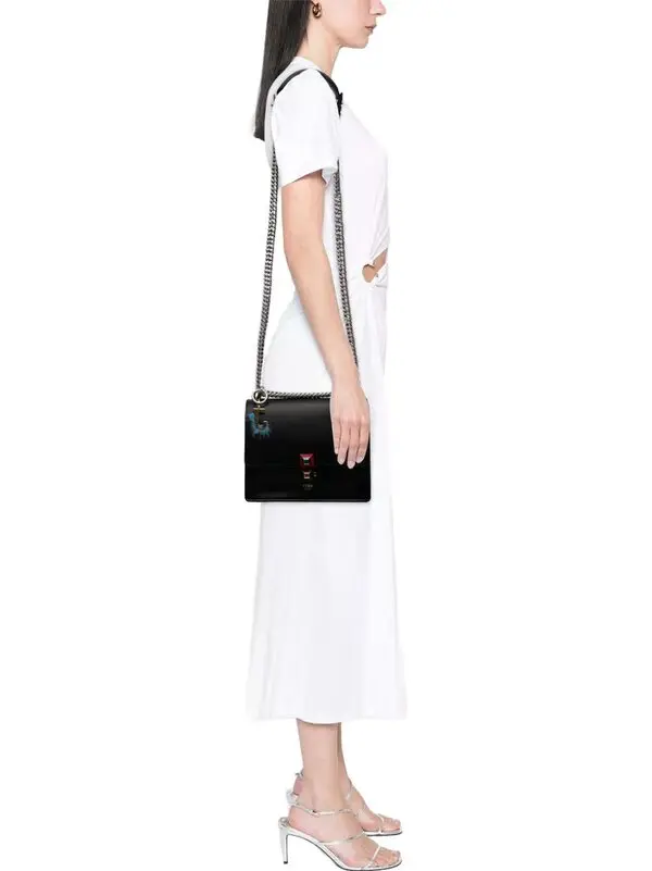 Fendi 2010-2026 Small Leather Kan I Crossbody Bag - Black