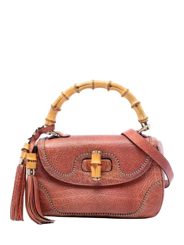 Gucci 2016-2026 Medium Leather New Bamboo Satchel - Red