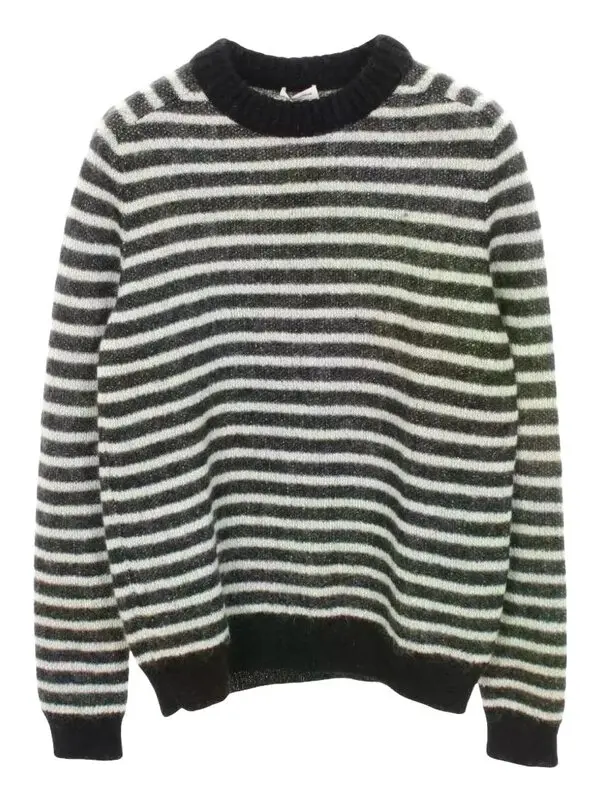 Saint Laurent Striped Crew-neck Sweater - Black