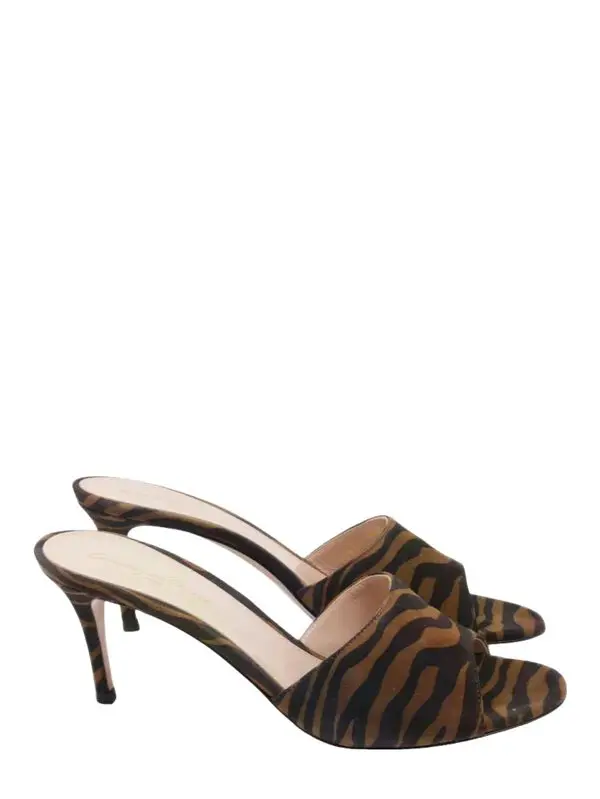 GIANVITO ROSSI Zebra-print Suede Mules - Brown