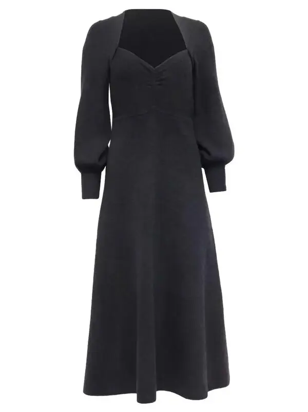 Sandro 2020s Sweetheart-neck Puff-sleeve Dress - Black