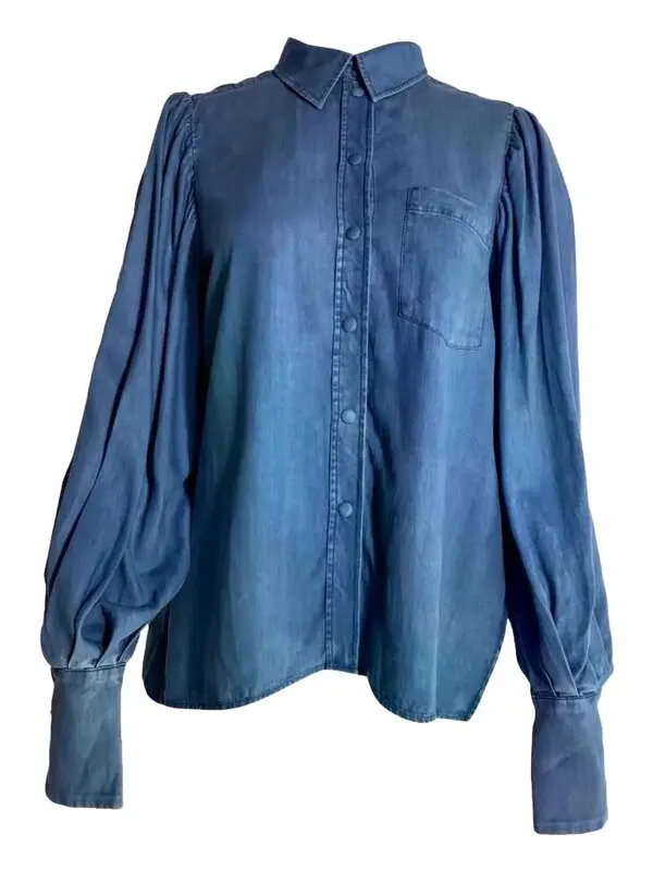 Mother Of Pearl Bishop-sleeve Buttoned Shirt - Blue