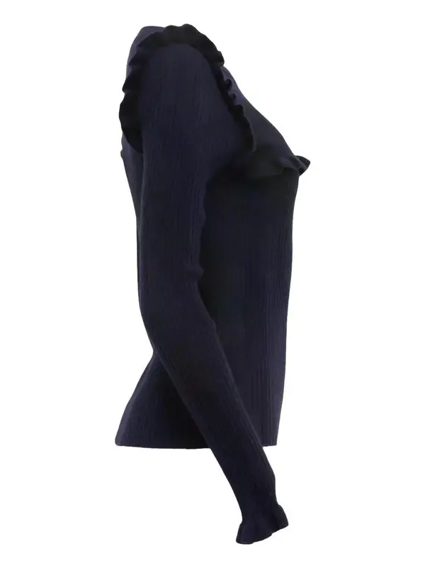 See By Chloé Ruffled Ribbed Sweater - Blue