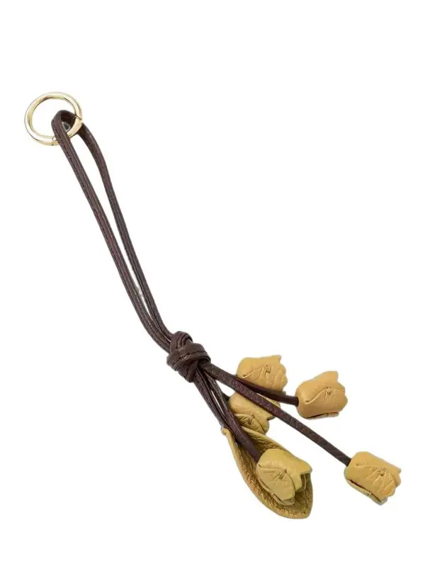 COCCINELLE Floral-detail Leather Keyring - Yellow