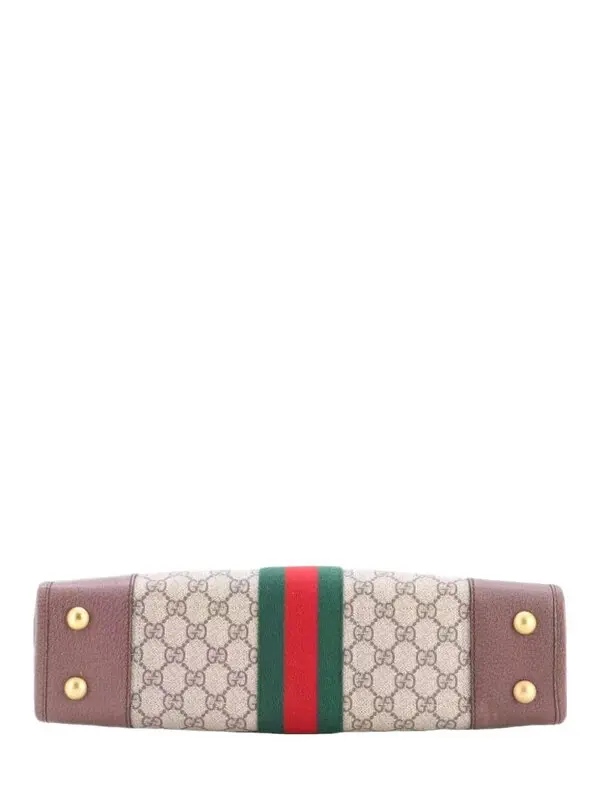 Gucci Ophidia Cut Out Handle Bag Gg Coated Canvas With Leather Large Satchel - Brown