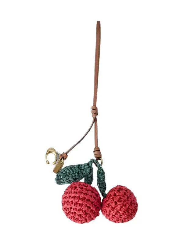COACH Woven Cherry-motif Bag Charm - Red