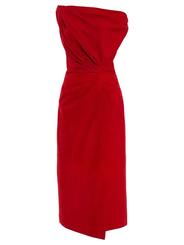 Proenza Schouler Kaelin Asymmetric Suede Midi Dress - Red
