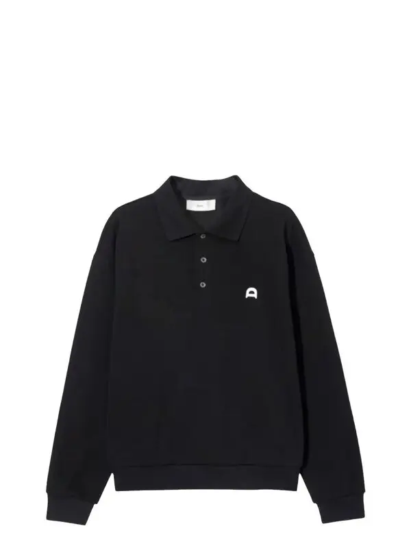 DUNST Leather Logo-patch Polo Shirt - Black