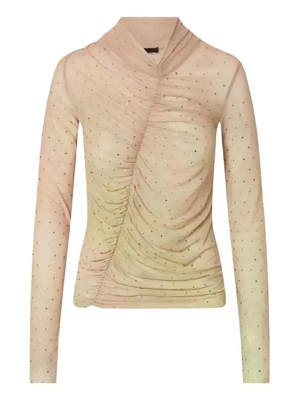 Liu Jo Full Rhinestone Tulle T-shirt - Neutrals