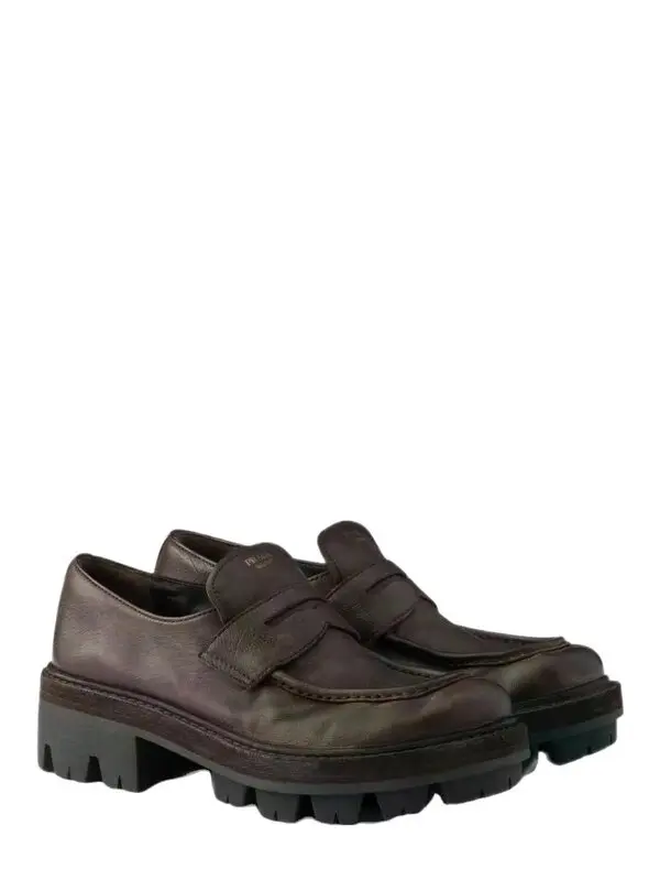 Prada Leather Loafers - Brown