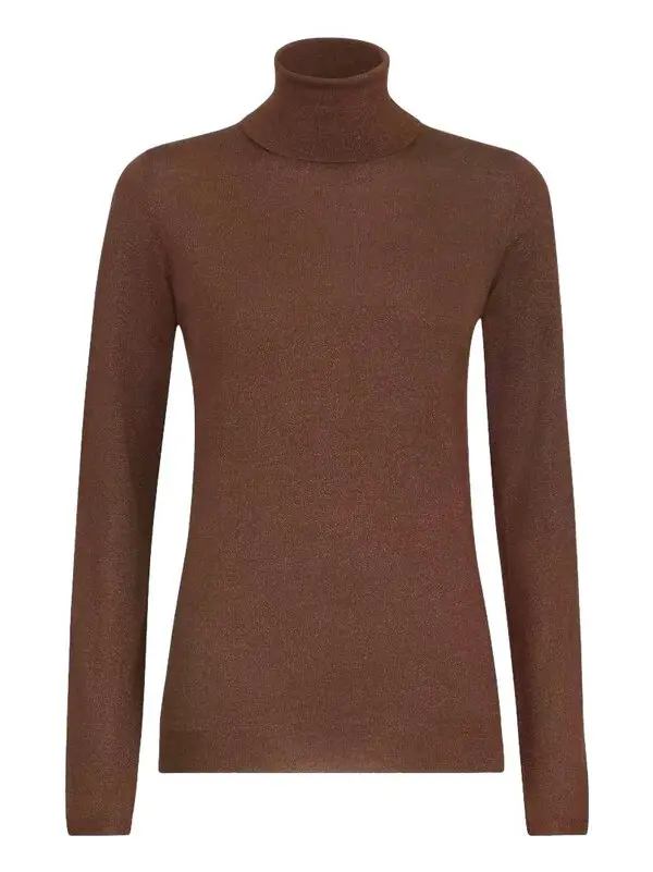 Brunello Cucinelli Sparkling Cashmere And Silk Lightweight Turtleneck Sweater - Brown