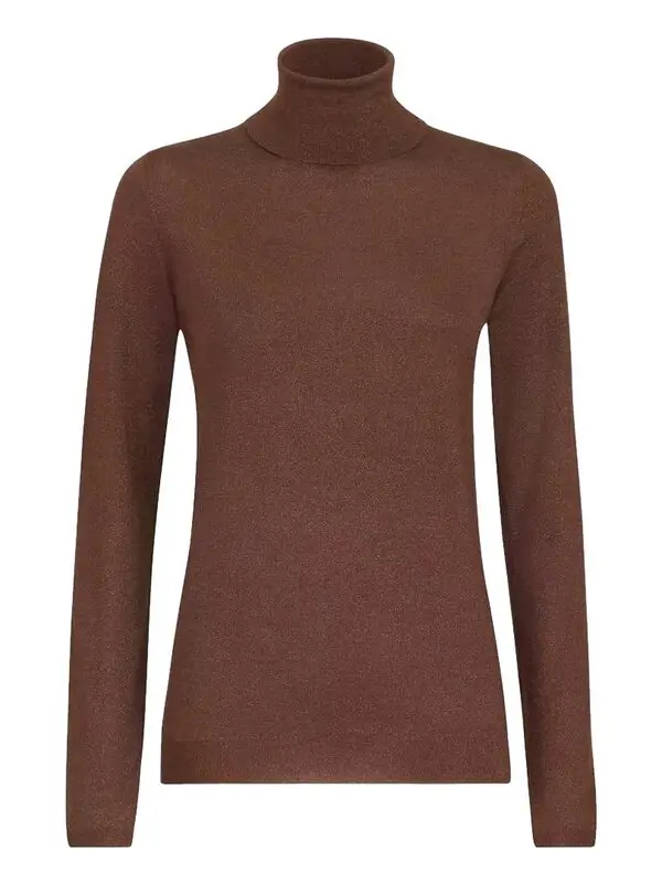 Brunello Cucinelli Sparkling Cashmere And Silk Lightweight Turtleneck Sweater - Brown