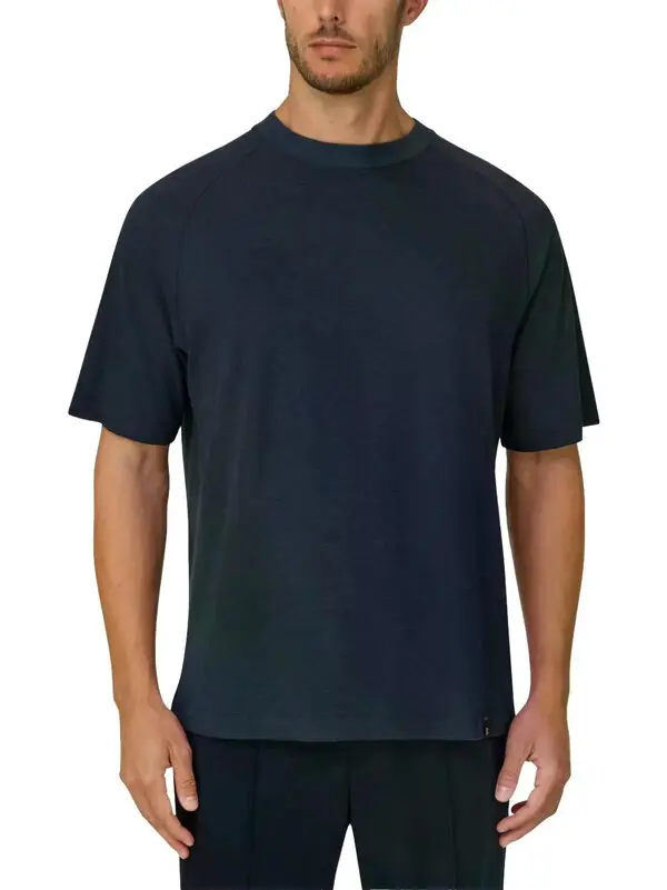 Boggi Milano T-shirt In Piqué Cotton Blend Mélange B Tech - Blue