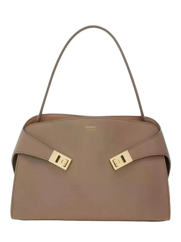 FERRAGAMO Medium Hug Soft Gancini-buckle Handbag - Neutrals