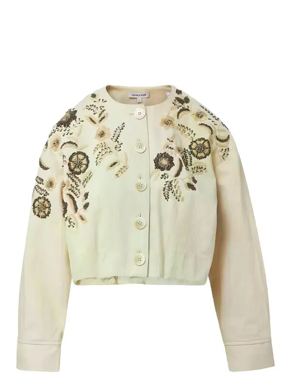 Veronica Beard Emeren Floral-embroidered Cardigan - Neutrals