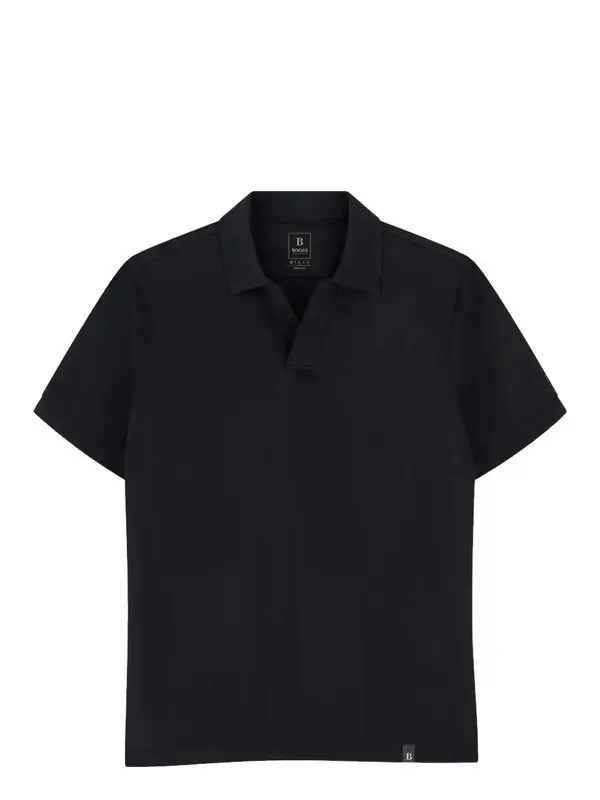 Boggi Milano Polo In Stretch Cotton Blend Piqué Cool Jade-fresh - Black