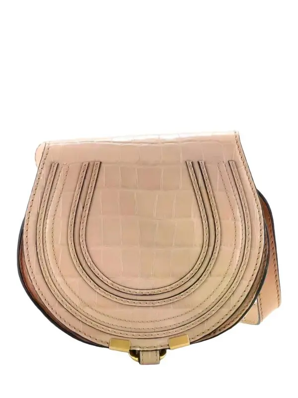 Chloé Marcie Crocodile Embossed Leather Mini Crossbody Bag - Neutrals