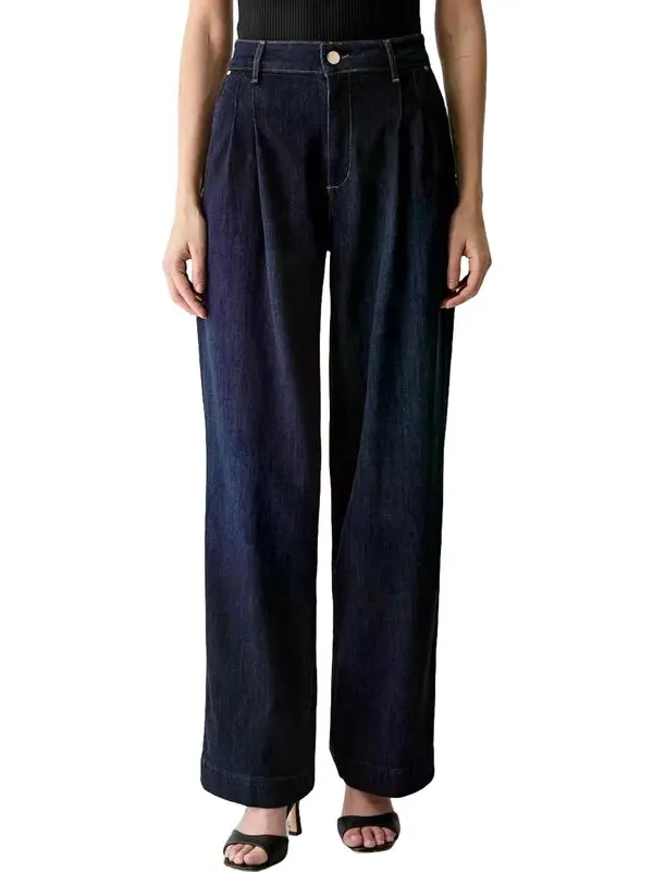 Guess Pleated Wide-leg Jeans - Blue