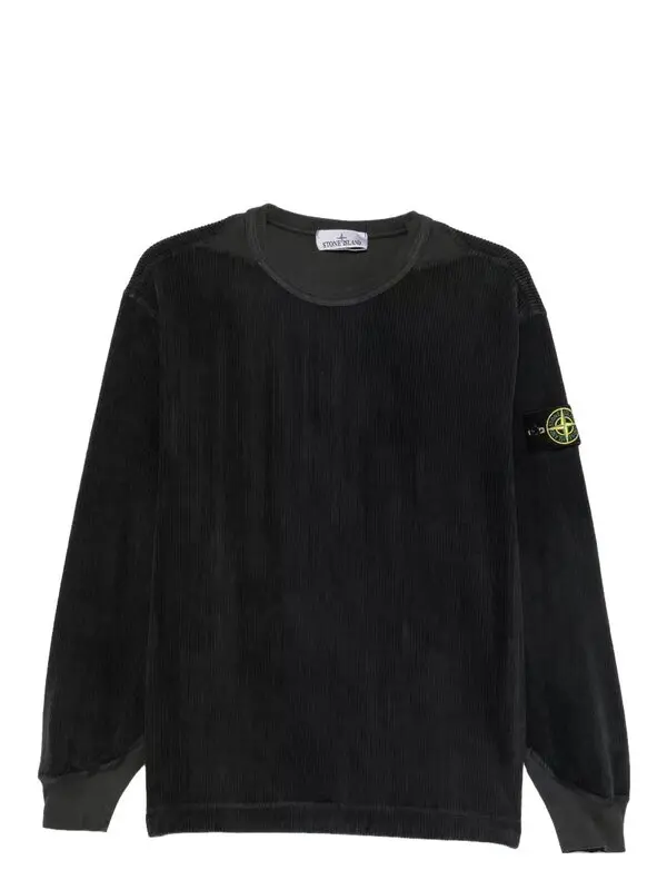 Stone Island Corduroy-texture Compass-patch Sweater - Grey