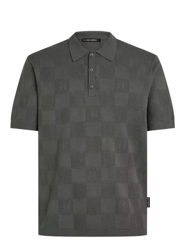 Karl Lagerfeld Monogram Checked Polo Shirt - Grey