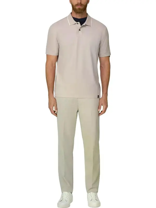 Boggi Milano Polo In Stretch Cotton Blend Piqué Cool Jade-fresh - Neutrals