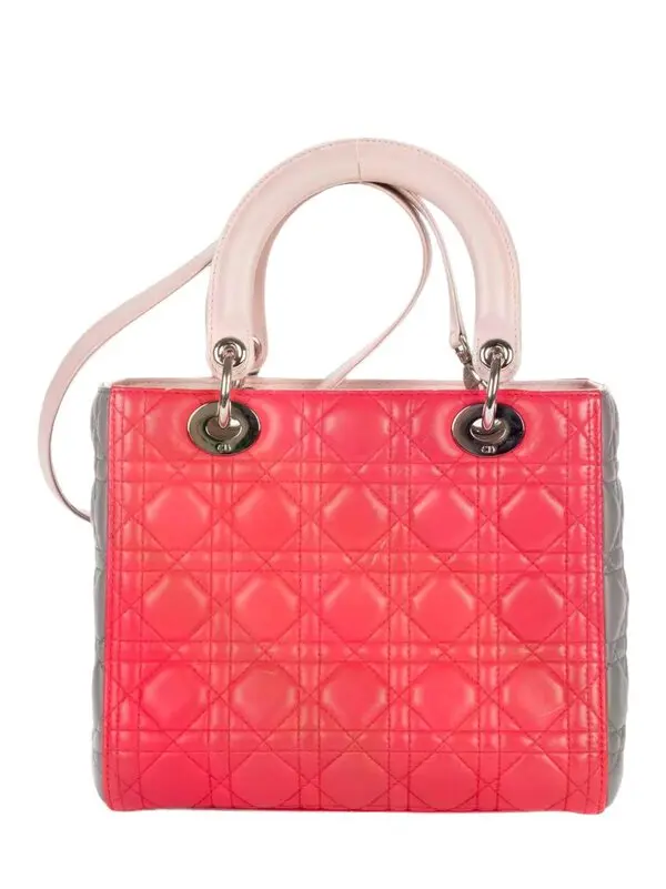 Dior Cannage Lady Tote Bag - Red