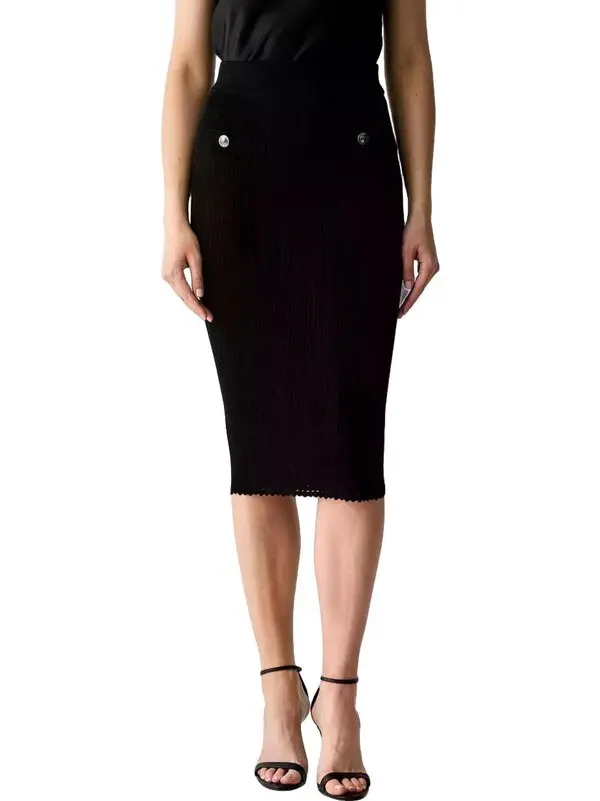 Guess Knitted Button-detail Midi Skirt - Black