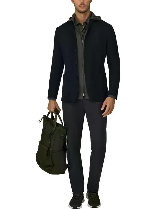 Boggi Milano B Tech Diagonal Wool Blend Blazer - Black