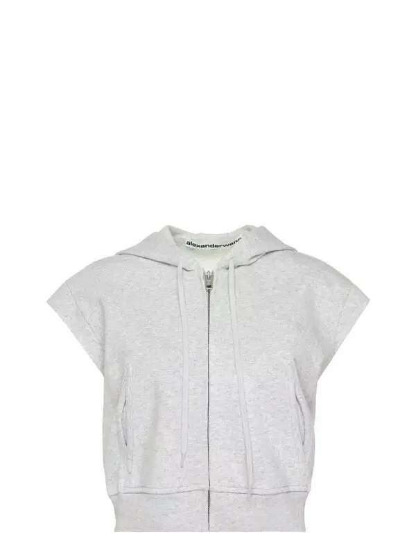 Alexander Wang Zip-up Short-sleeve Hoodie - Grey