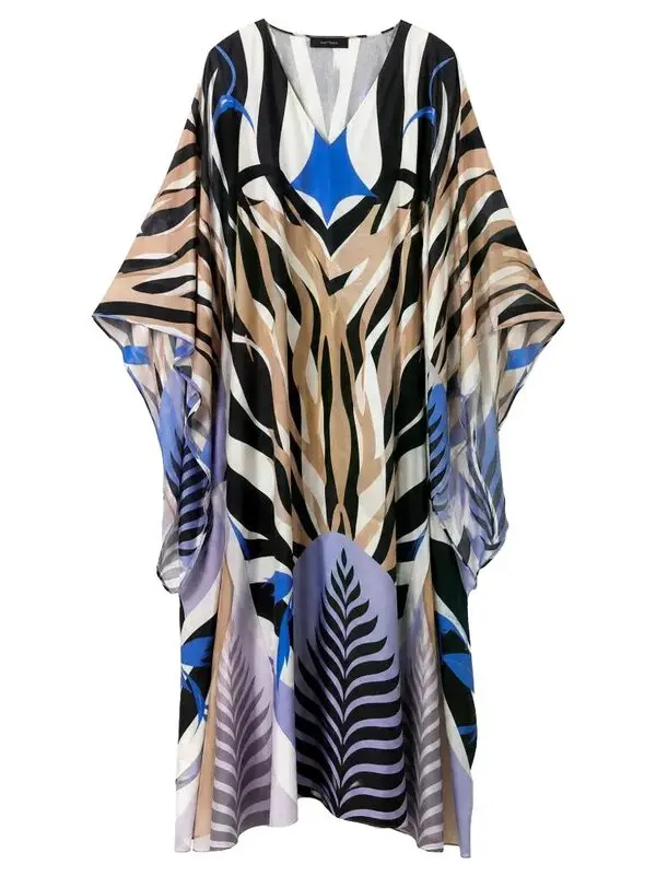 NEMA Graphic-print V-neck Dress - Black