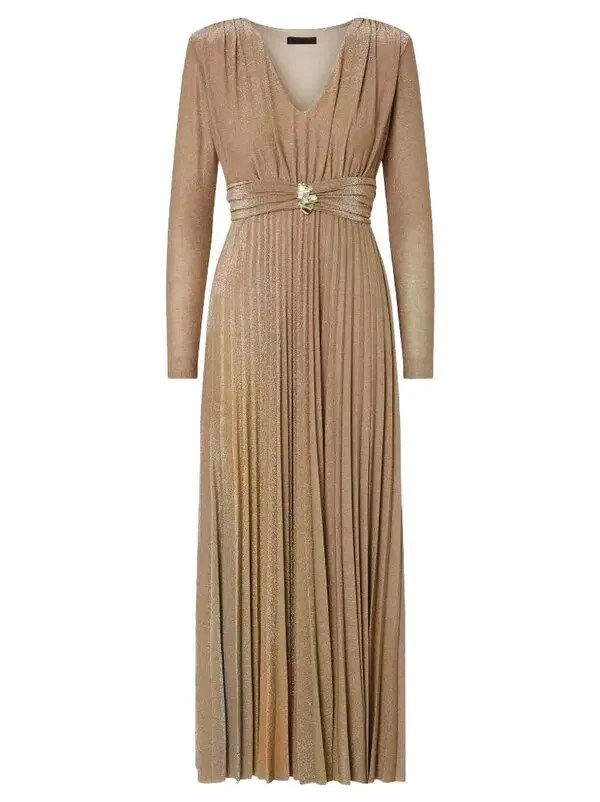 Liu Jo Long Pleated Lurex Dress - Brown