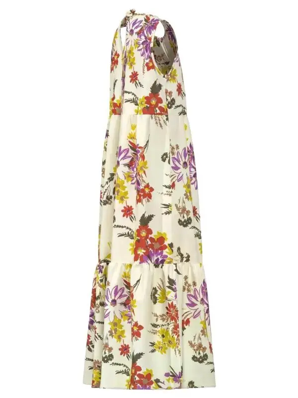 Marella Floral-print Tiered Midi Dress - Neutrals