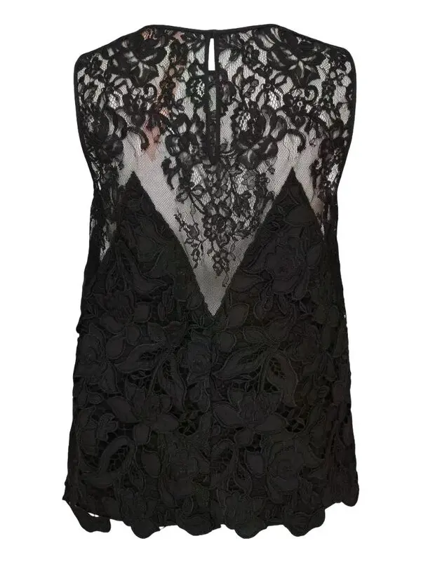 N°21 Floral-lace Sleeveless Top - Black