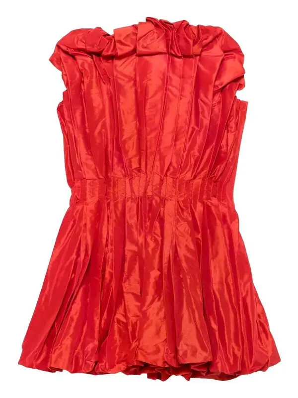 Tove Marina Pleated Strapless Top - Red