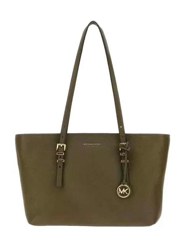 Michael Kors Medium Quinn Pebbled-leather Tote Bag - Green