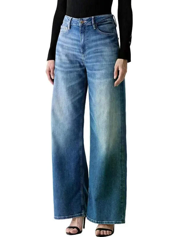Guess Bellflower Faded Wide-leg Jeans - Blue