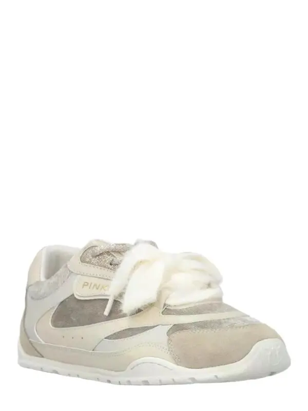 Pinko Panelled Shearling-trim Sneakers - Neutrals