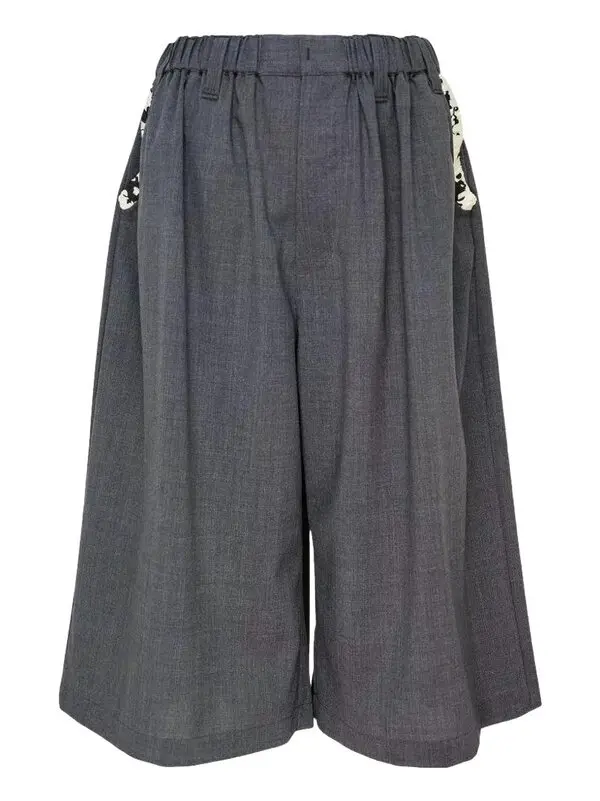 RENLI SU Embroidered-trim Wide-leg Trousers - Grey
