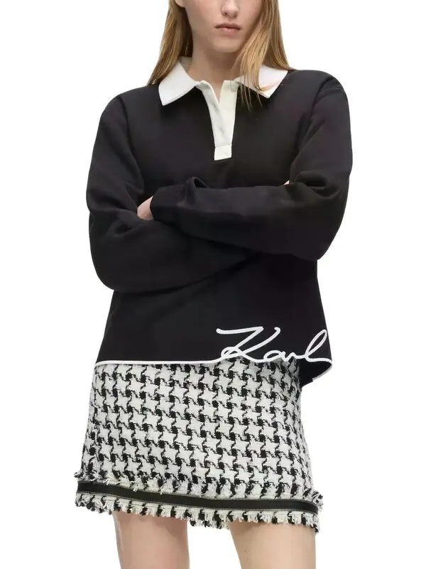 Karl Lagerfeld Signature Polo Sweatshirt - Black