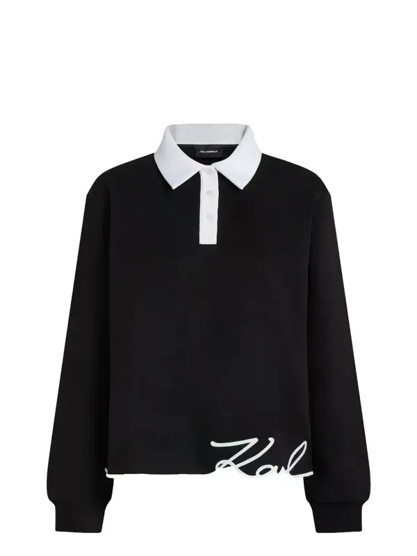 Karl Lagerfeld Signature Polo Sweatshirt - Black