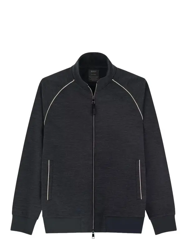 Boggi Milano Full-zip Sweatshirt In Wool-blend Diagonal - Grey