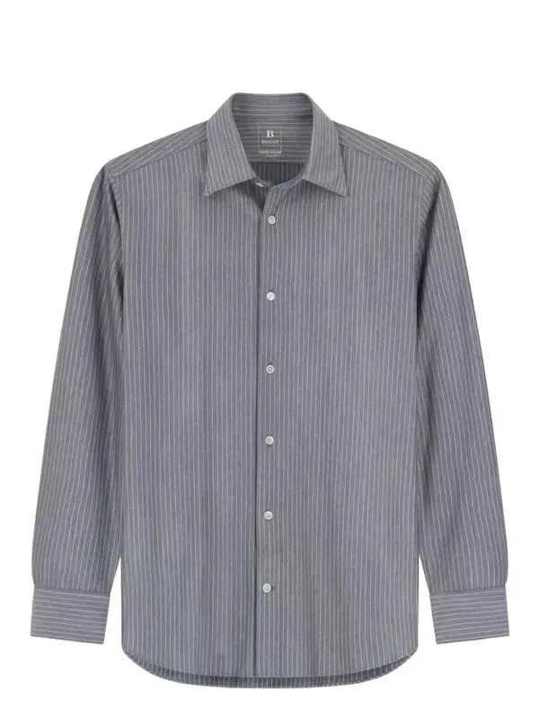 Boggi Milano Polo Shirt Striped Japanese Jersey Regular Fit - Grey