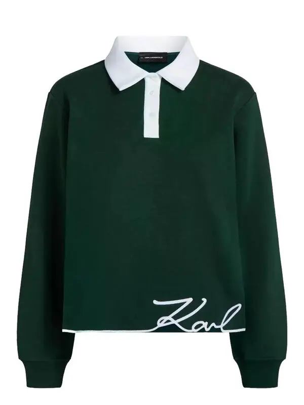 Karl Lagerfeld Signature Polo Sweatshirt - Green