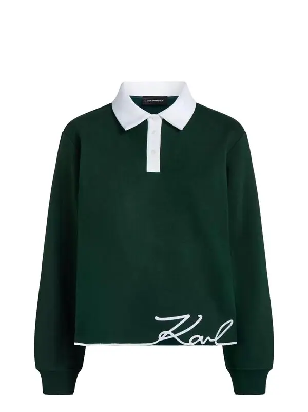 Karl Lagerfeld Botanical Signature Polo Sweatshirt - Green