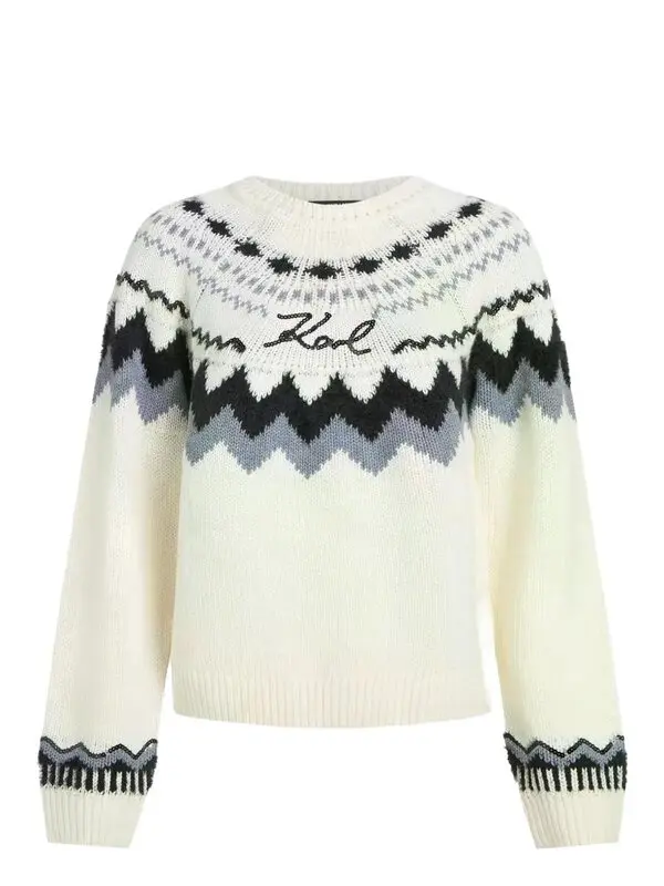 Karl Lagerfeld Alpine Fair Isle Knit Sweater - Neutrals