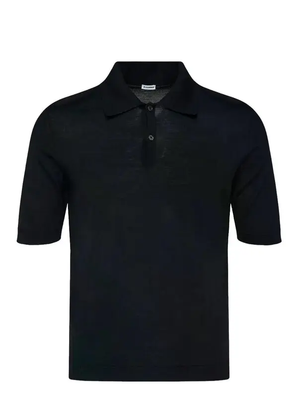 JIL SANDER Short-sleeve Knitted Polo Shirt - Black