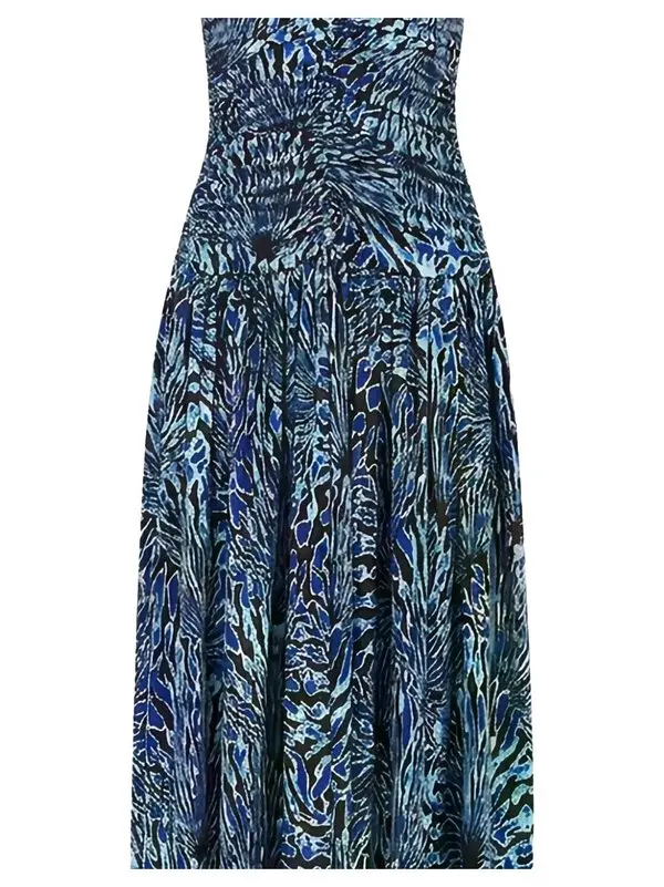 Ulla Johnson Arda Ruched Jersey Dress - Blue